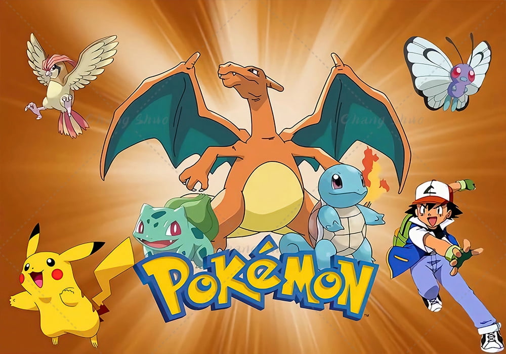 Happy Birthday Party Pokemon Backdrop Decoration Kids Boy Baby Shower ...