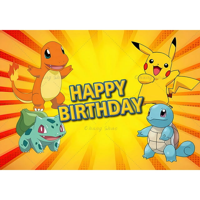 Happy Birthday Party Pokemon Backdrop Decoration Kids Boy Baby Shower ...