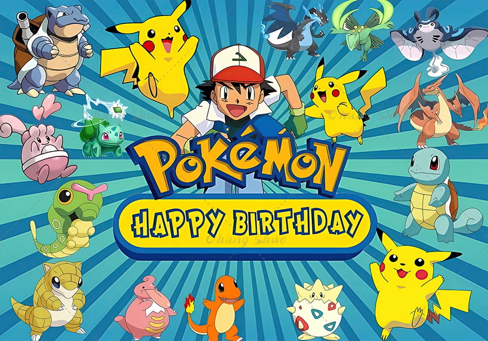 Happy Birthday Party Pokemon Backdrop Decoration Kids Boy Baby Shower ...