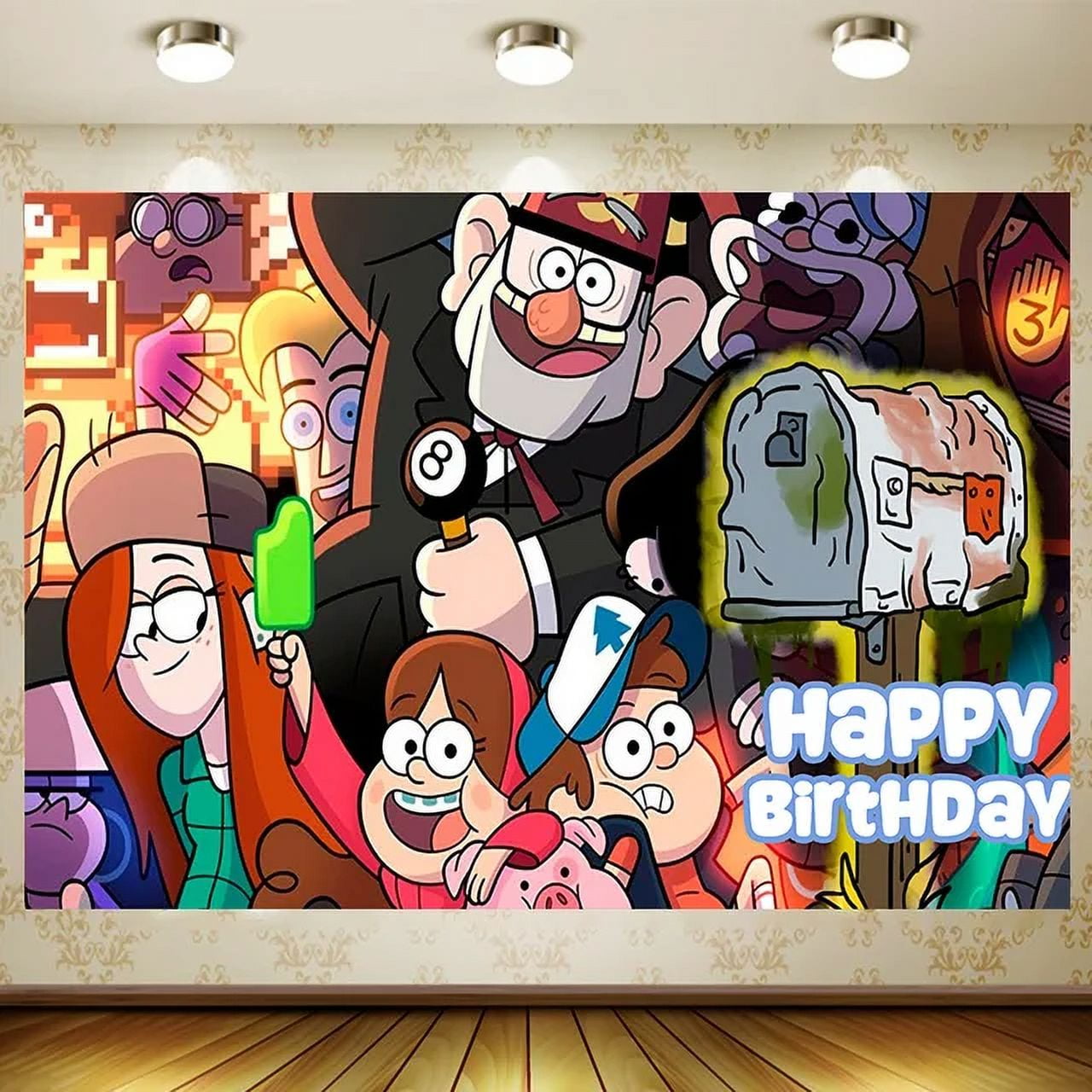 Happy Birthday Party Supplies Backdrop 5x3ft Gravity Falls Theme ...