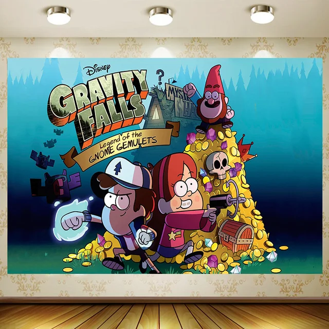 Happy Birthday Party Supplies Backdrop 79x45 Inch Gravity Falls Theme ...