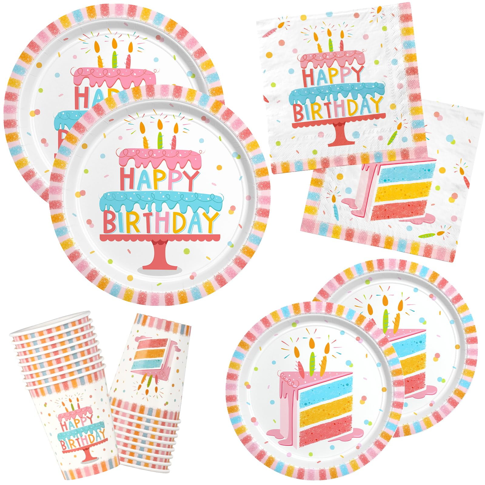 Happy Birthday PartyUMRT Supplies Set for 16 -Kit with Cake Design ...