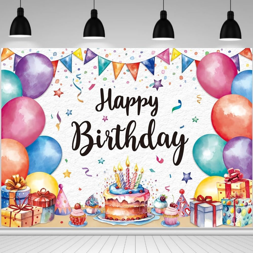 Happy Birthday Photography Backdrop Birthday Cake Photo Decoration ...