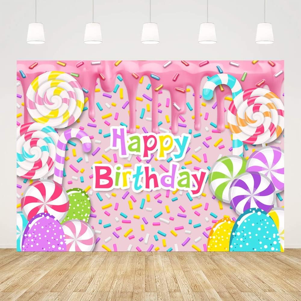Happy Birthday Photography Backdrop Candy for Kids Girls Birthday Party ...