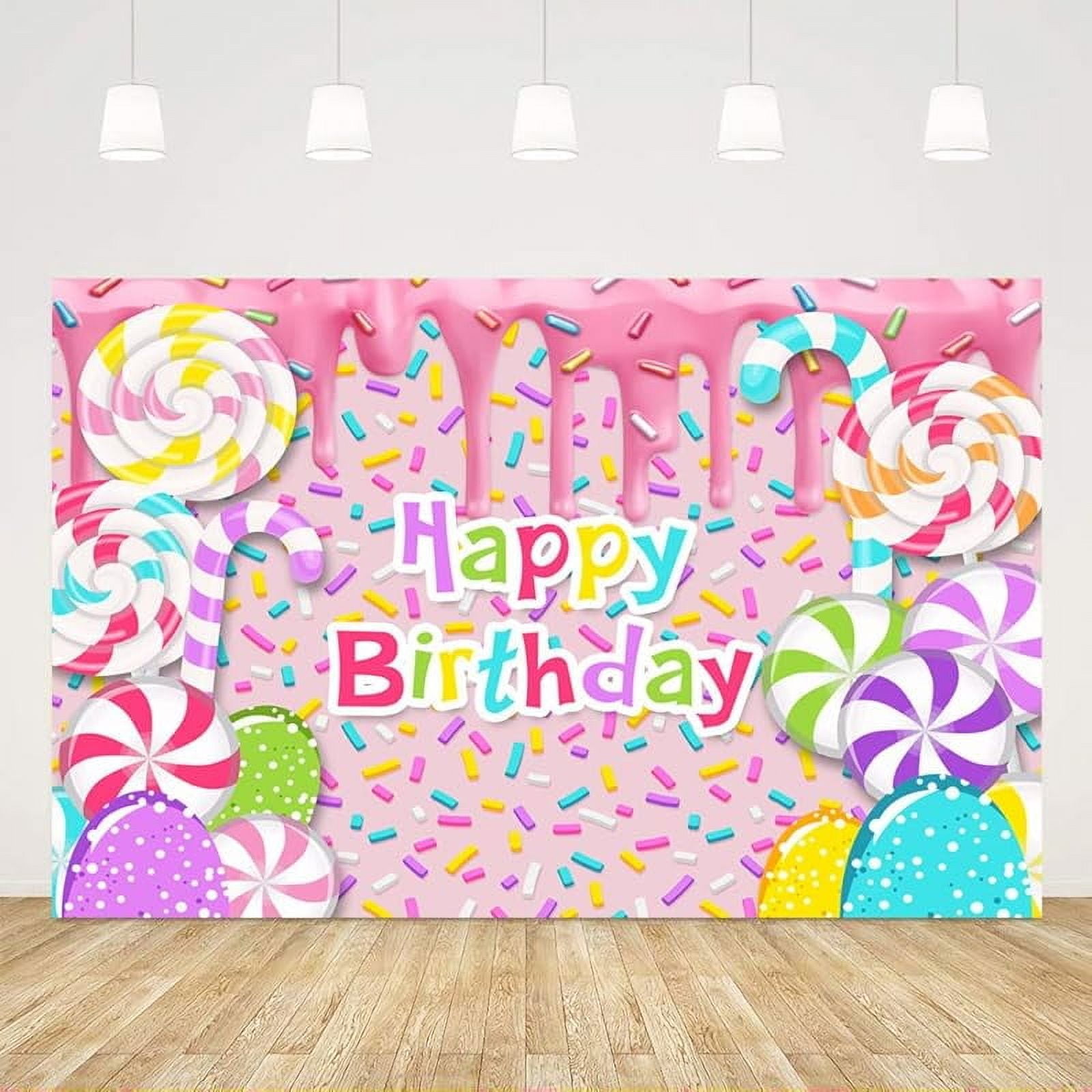 Happy Birthday Photography Backdrop Candy for Kids Girls Birthday Party ...
