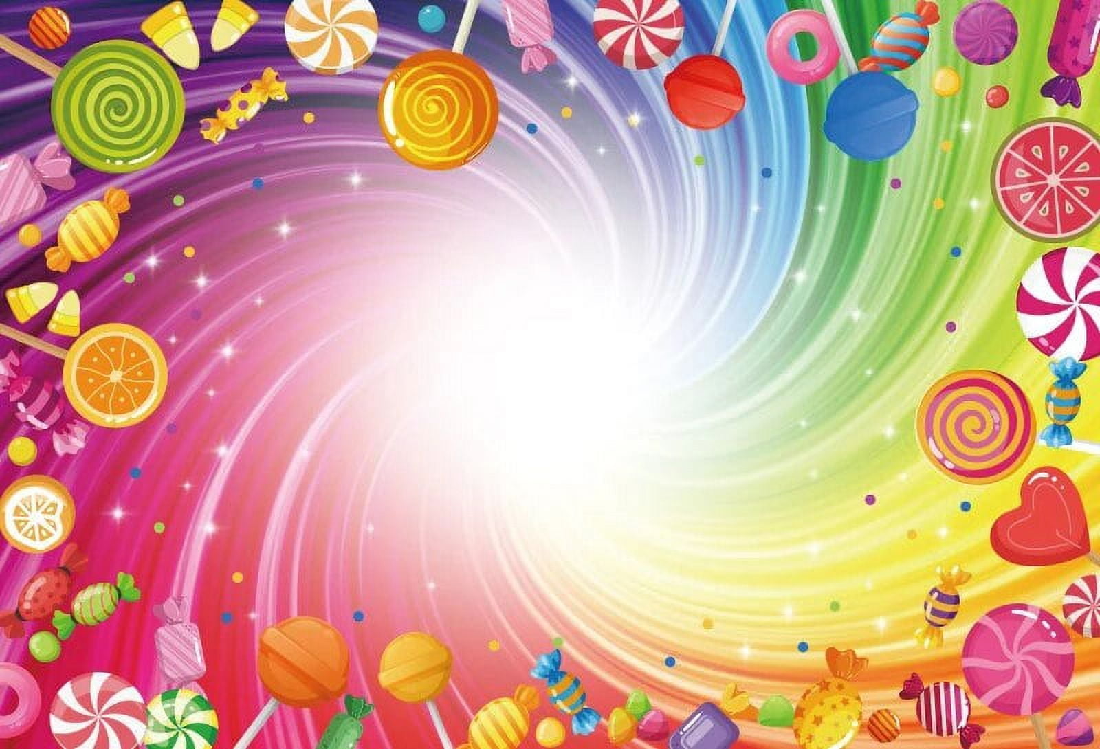 Happy Birthday Photography Backdrop Corful Cartoon Candy Sweet Lollipop ...