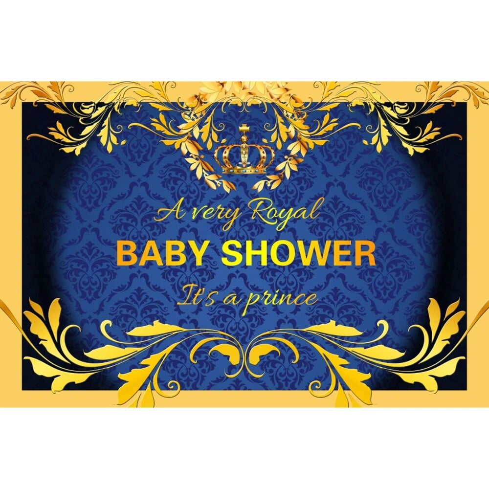 Happy Birthday Photography Backdrop Crown Black Gold Blue Adult ...