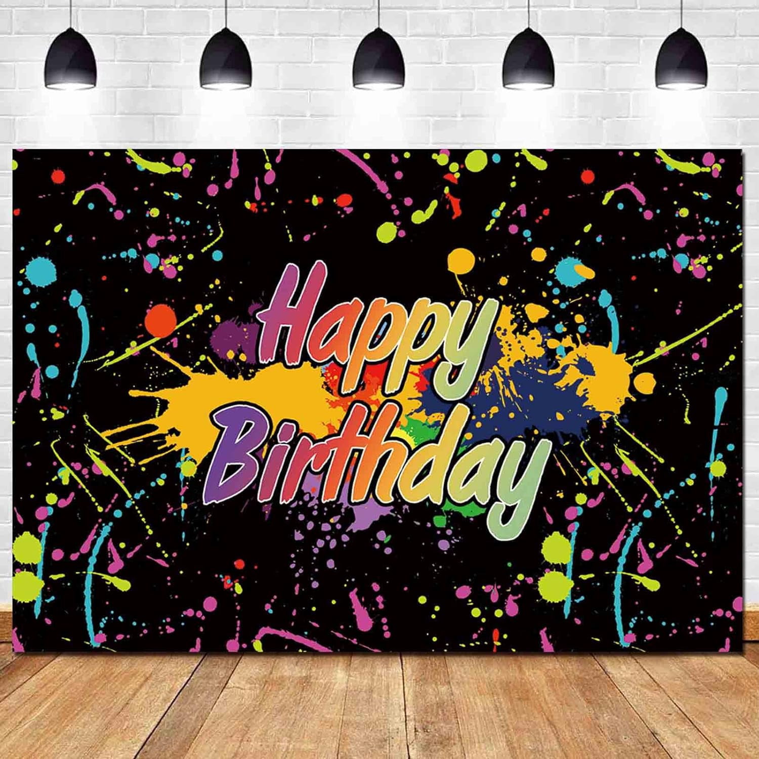 Happy Birthday Photography Backdrops Neno Glow in The Dark Colorful ...