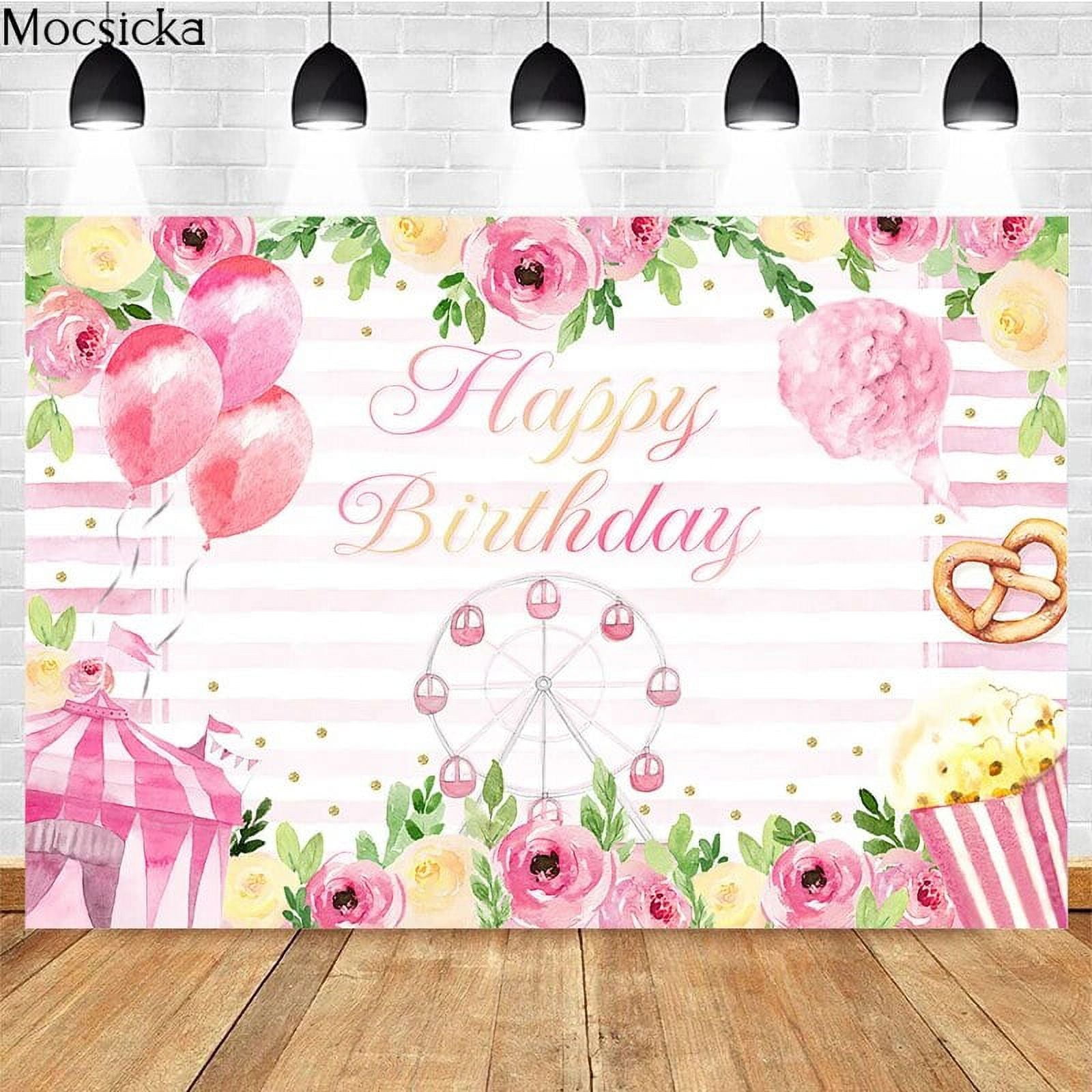 Happy Birthday Photography Background Ferris Wheel Balloon Decoration ...