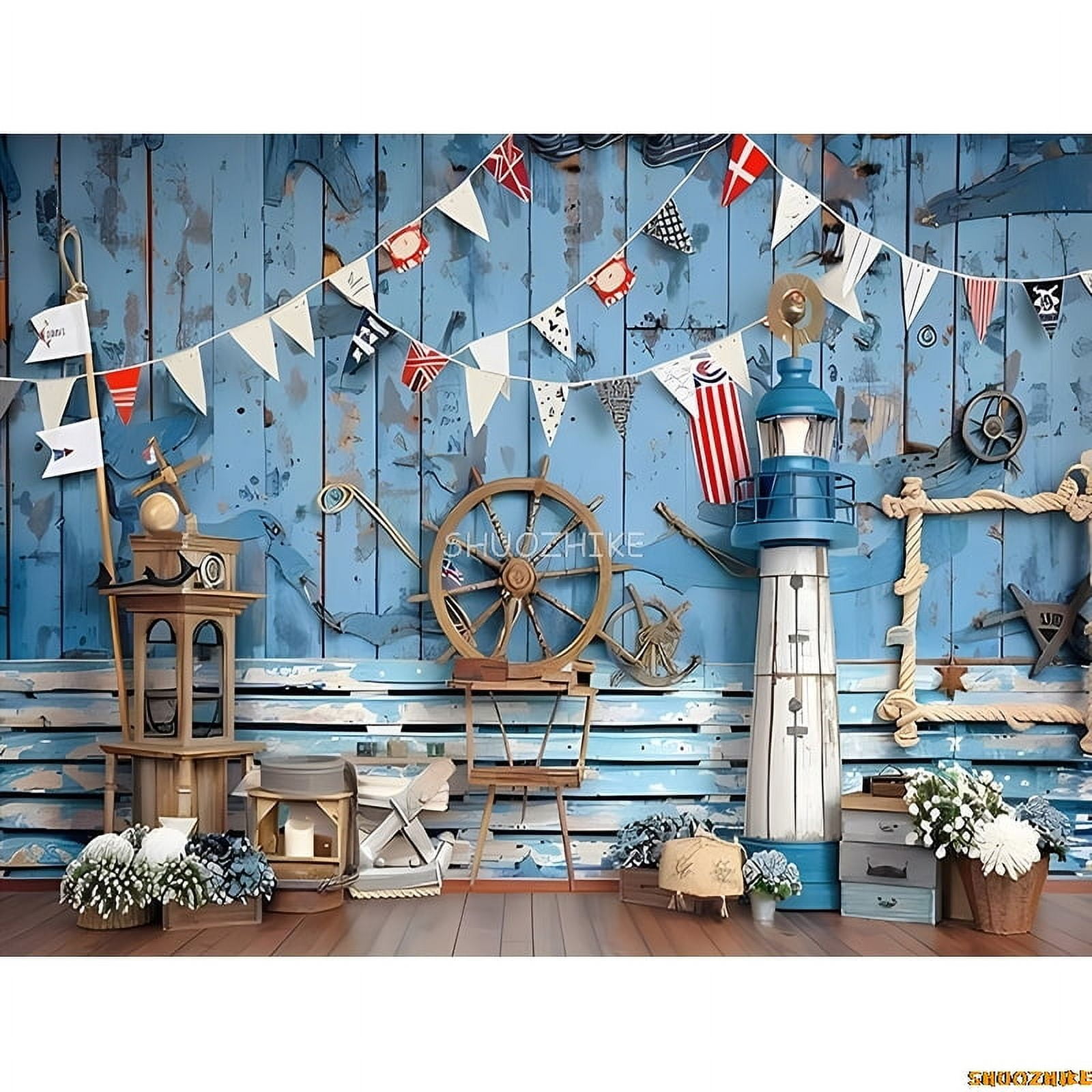 Happy Birthday Photography Background Lighthouse Sailboat Holiday Fairy ...