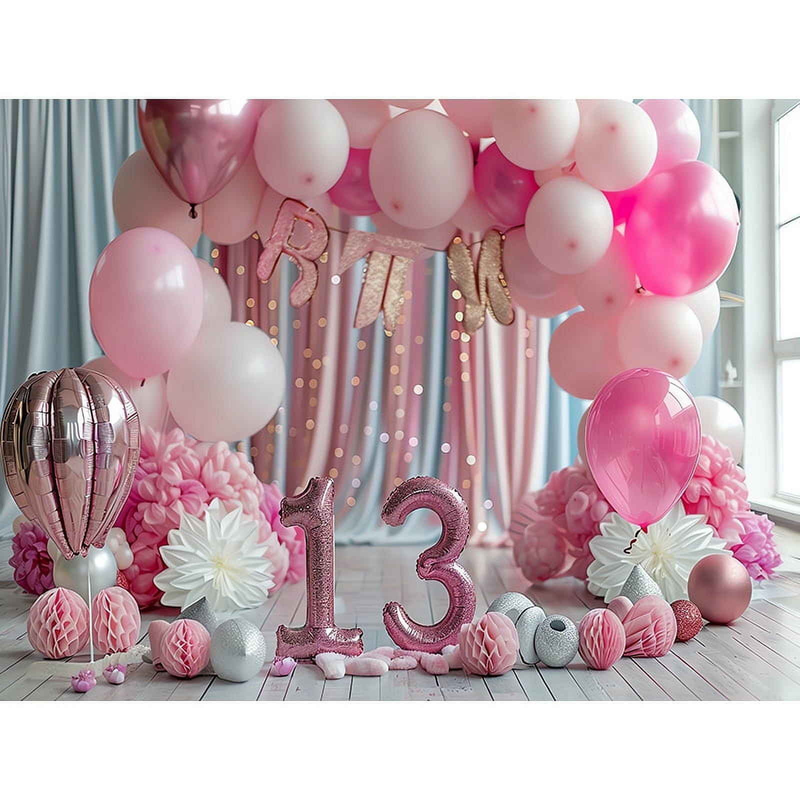 Happy Birthday Photography Background Number Bear doll Hydrogen balloon ...