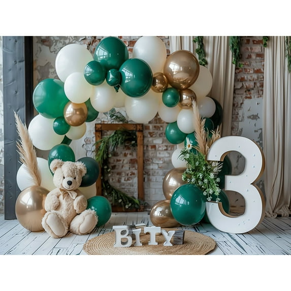Happy Birthday Photography Background Number Bear doll Hydrogen balloon ...