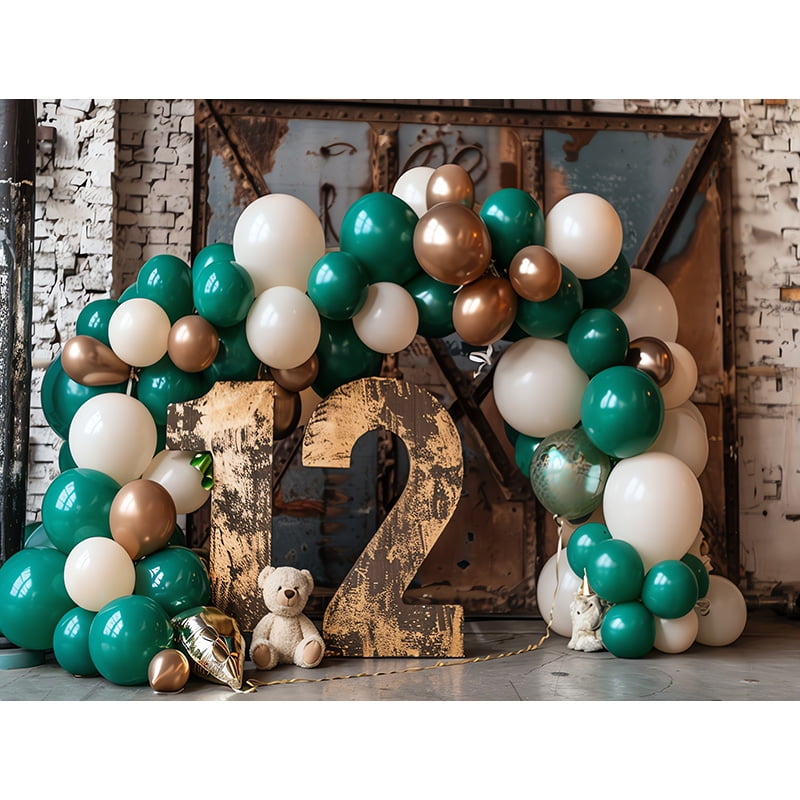 Happy Birthday Photography Background Number Bear doll Hydrogen balloon ...