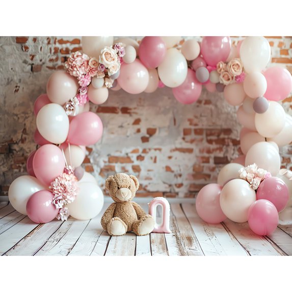 Happy Birthday Photography Background Number Bear doll Hydrogen balloon ...