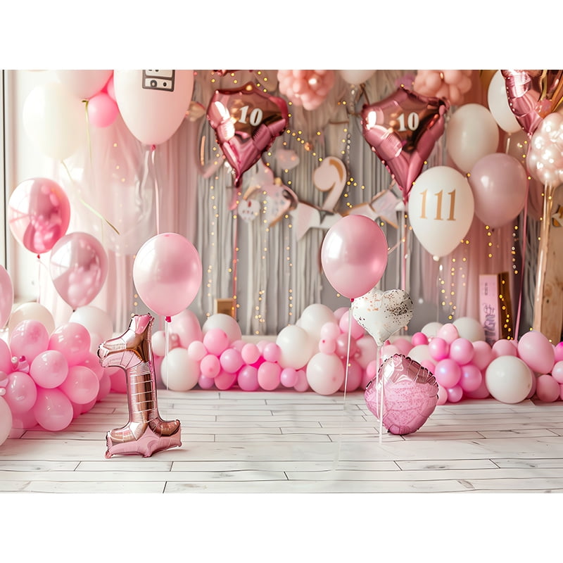 Happy Birthday Photography Background Number Bear doll Hydrogen balloon ...