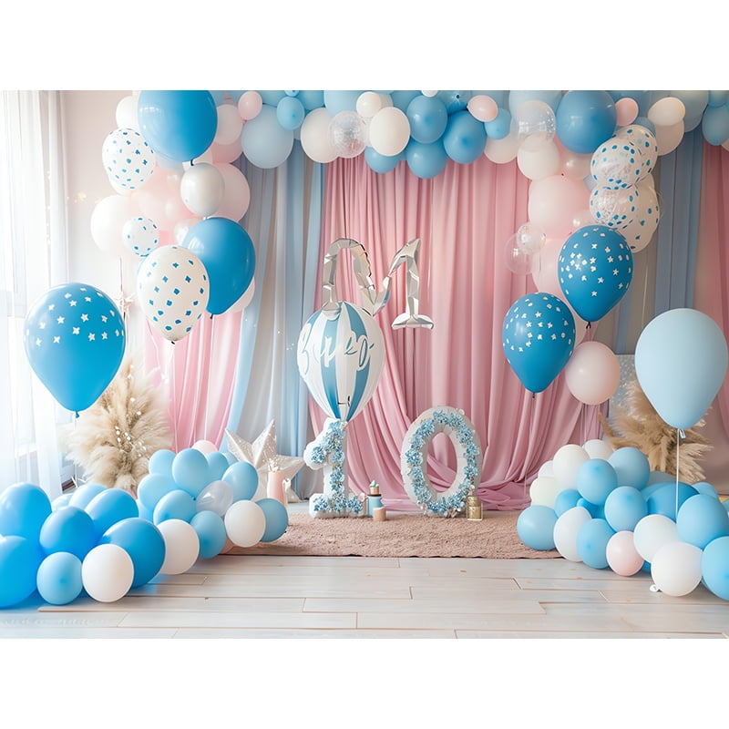Happy Birthday Photography Background Number Bear doll Hydrogen balloon ...