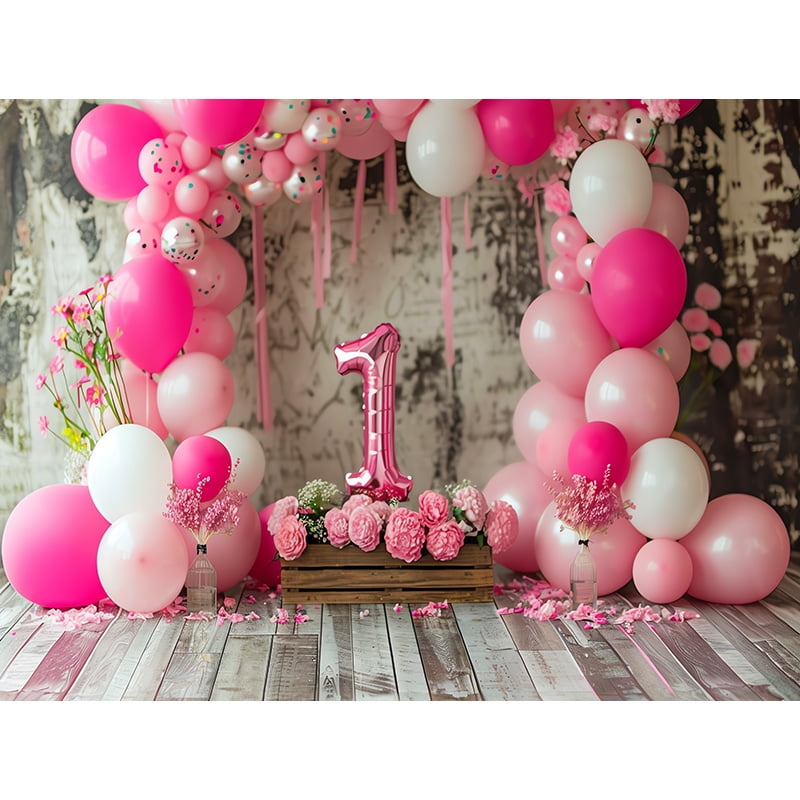 Happy Birthday Photography Background Number Bear doll Hydrogen balloon ...