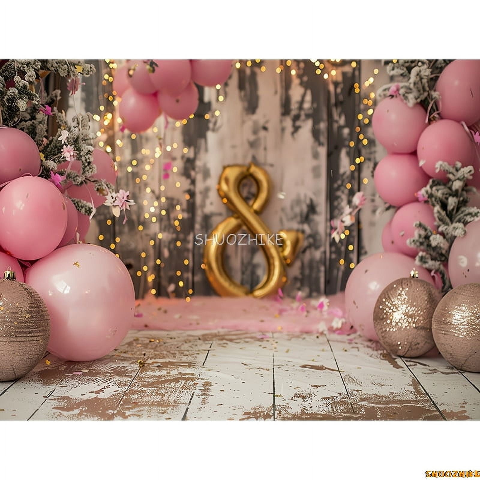 Happy Birthday Photography Background Number Pink Bear doll Hydrog ...