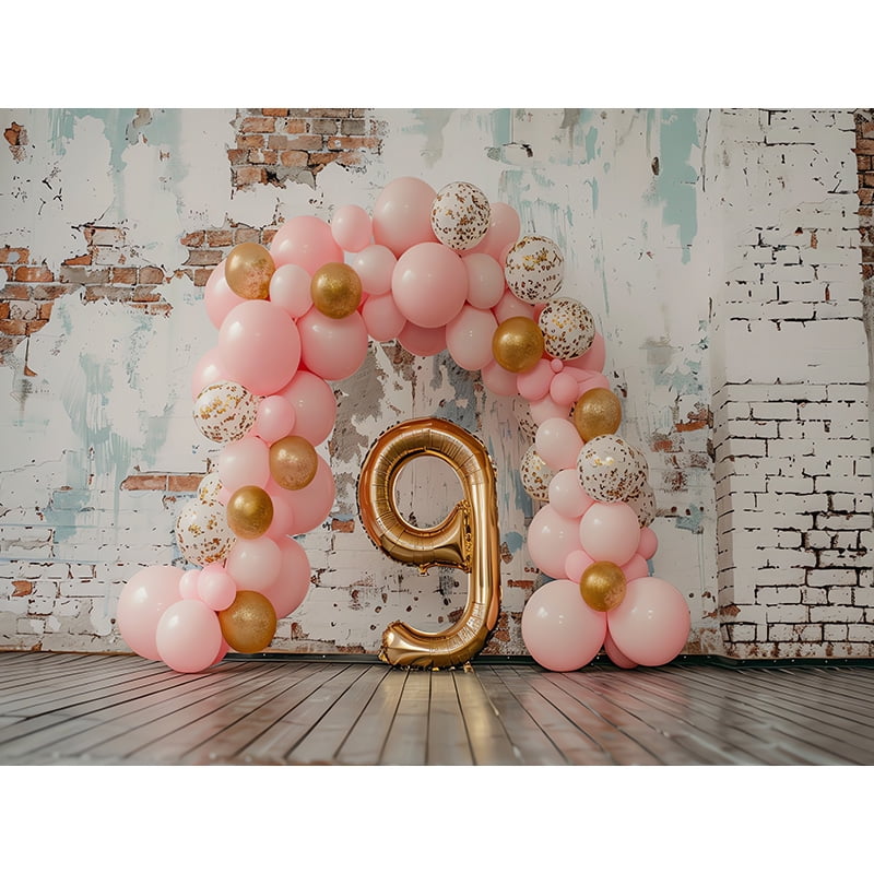 Happy Birthday Photography Background Number Pink Bear doll Hydrogen ...