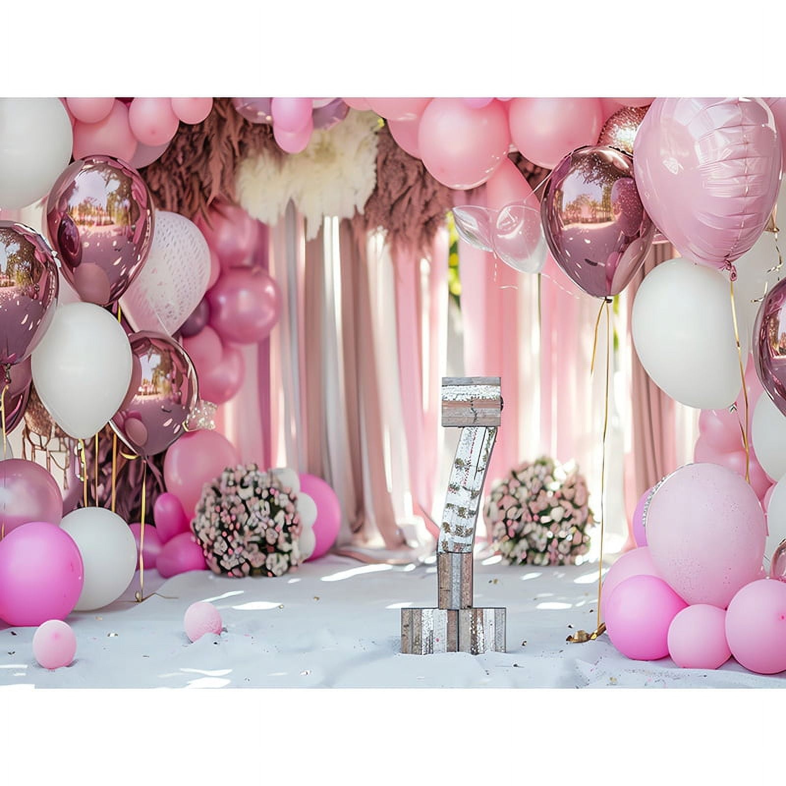 Happy Birthday Photography Background Number Pink Bear doll Hydrogen ...