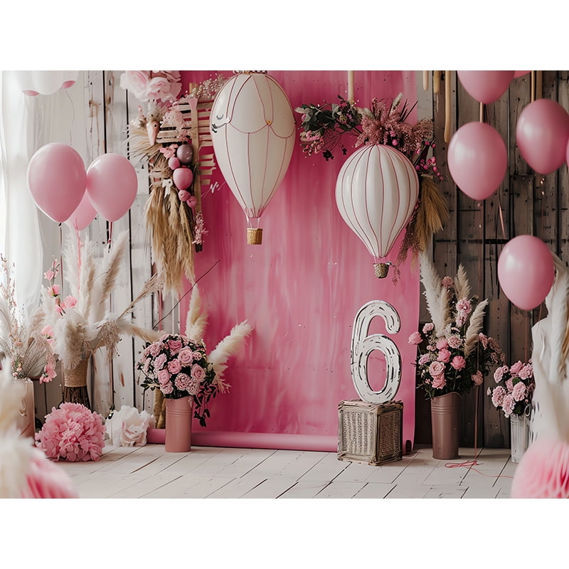 Happy Birthday Photography Background Number Pink Bear doll Hydrogen ...