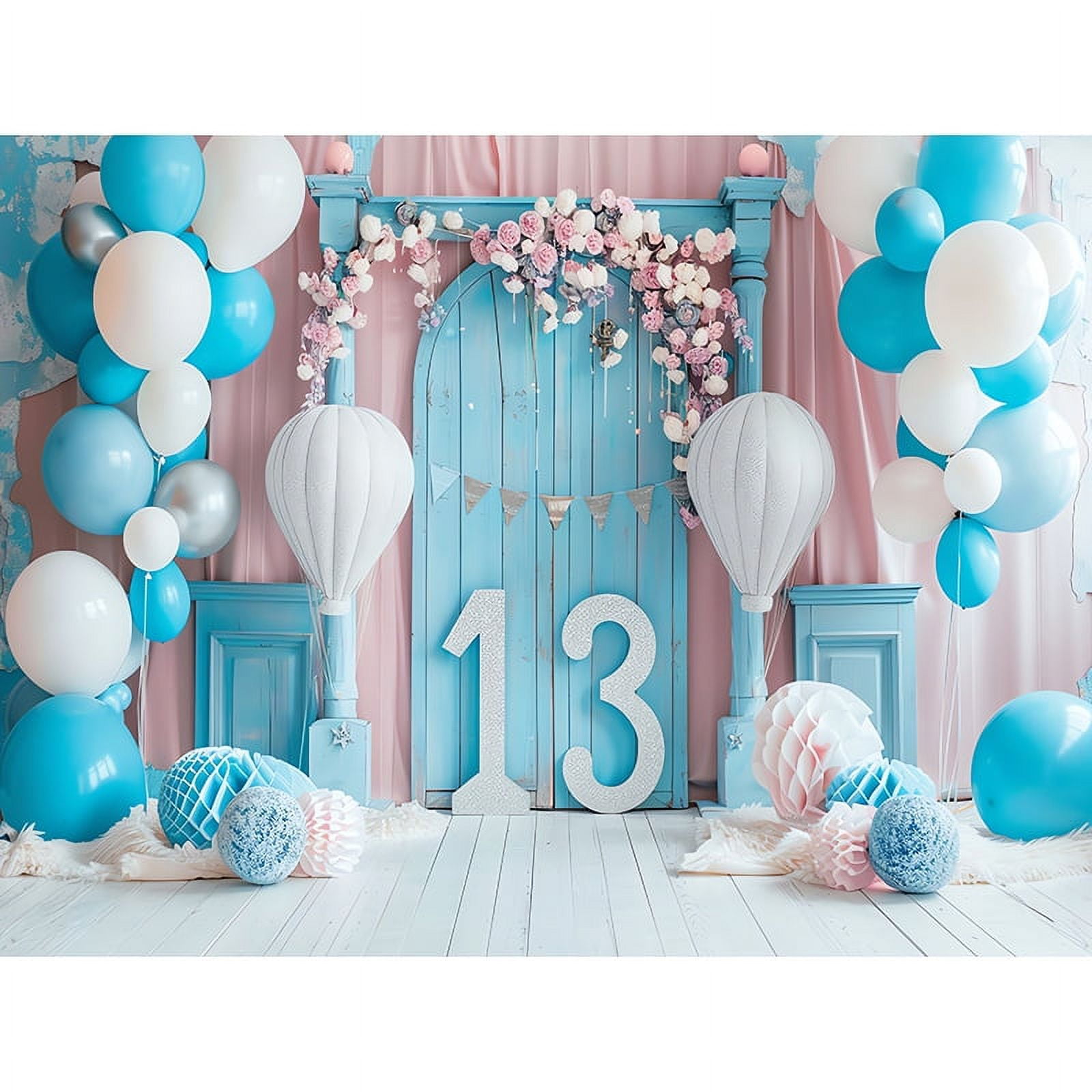 Happy Birthday Photography Background Number Pink Bear doll Hydrogen ...