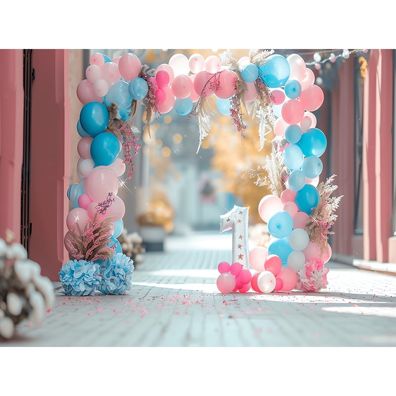 Happy Birthday Photography Background Number Pink Bear doll Hydrogen ...