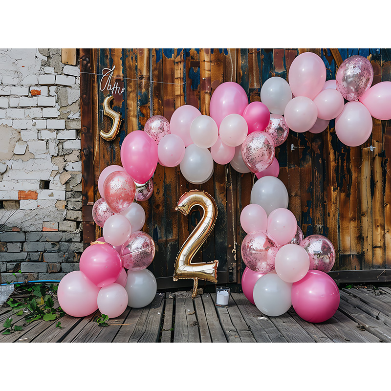 Happy Birthday Photography Background Number Pink Bear doll Hydrogen ...