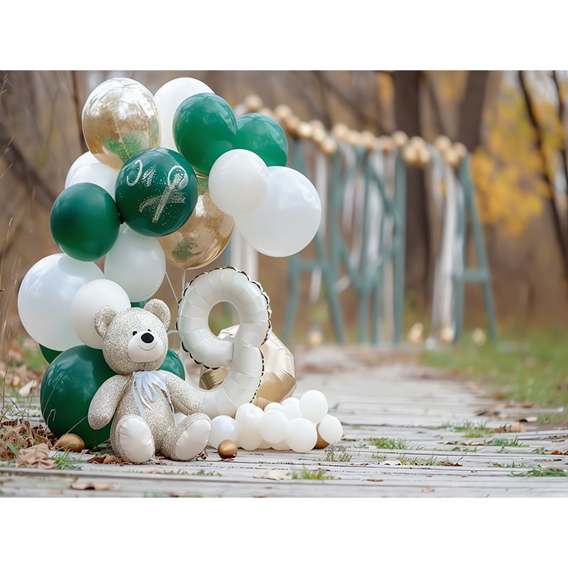 Happy Birthday Photography Background Number Pink Bear doll Hydrogen ...