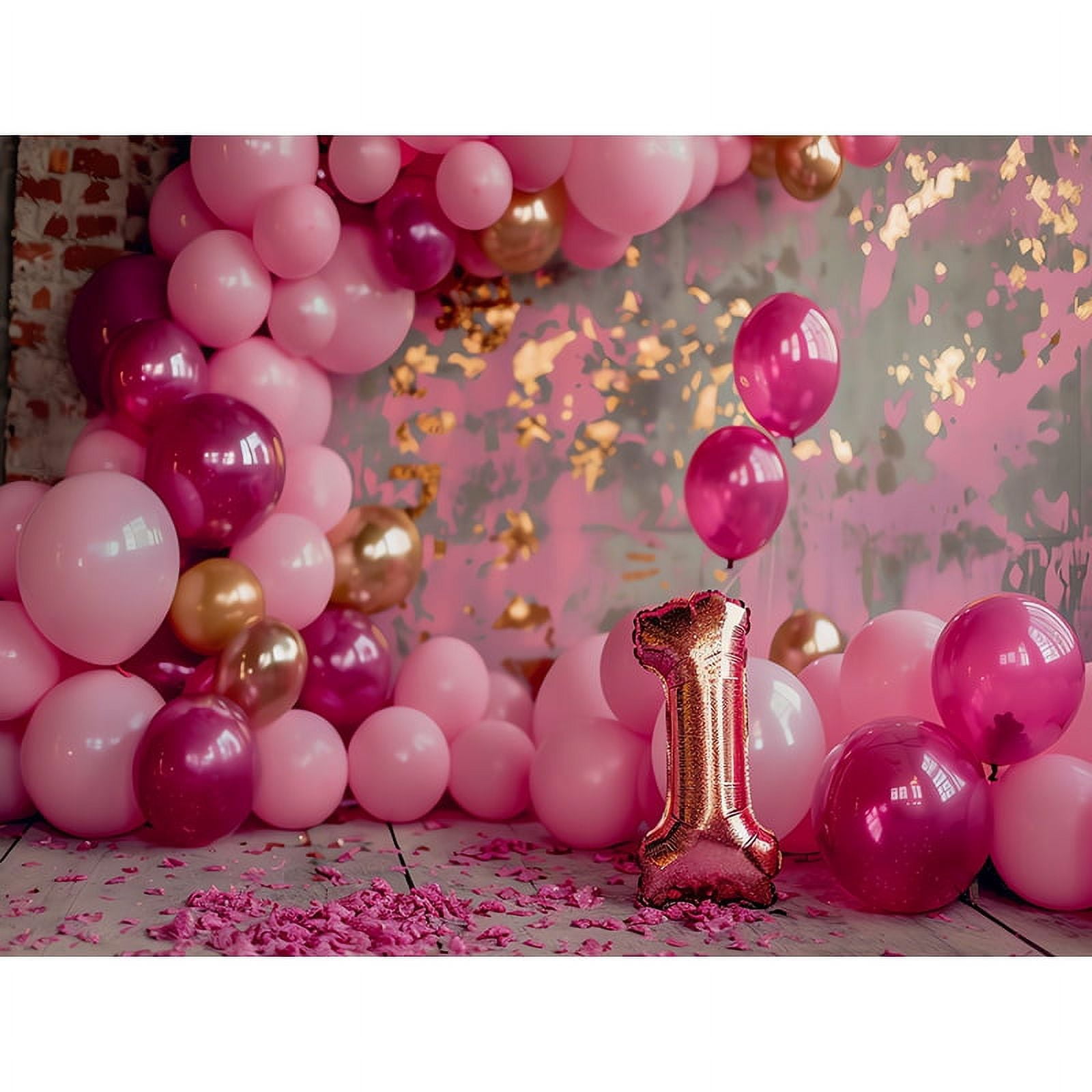 Happy Birthday Photography Background Number Pink Bear doll Hydrogen ...