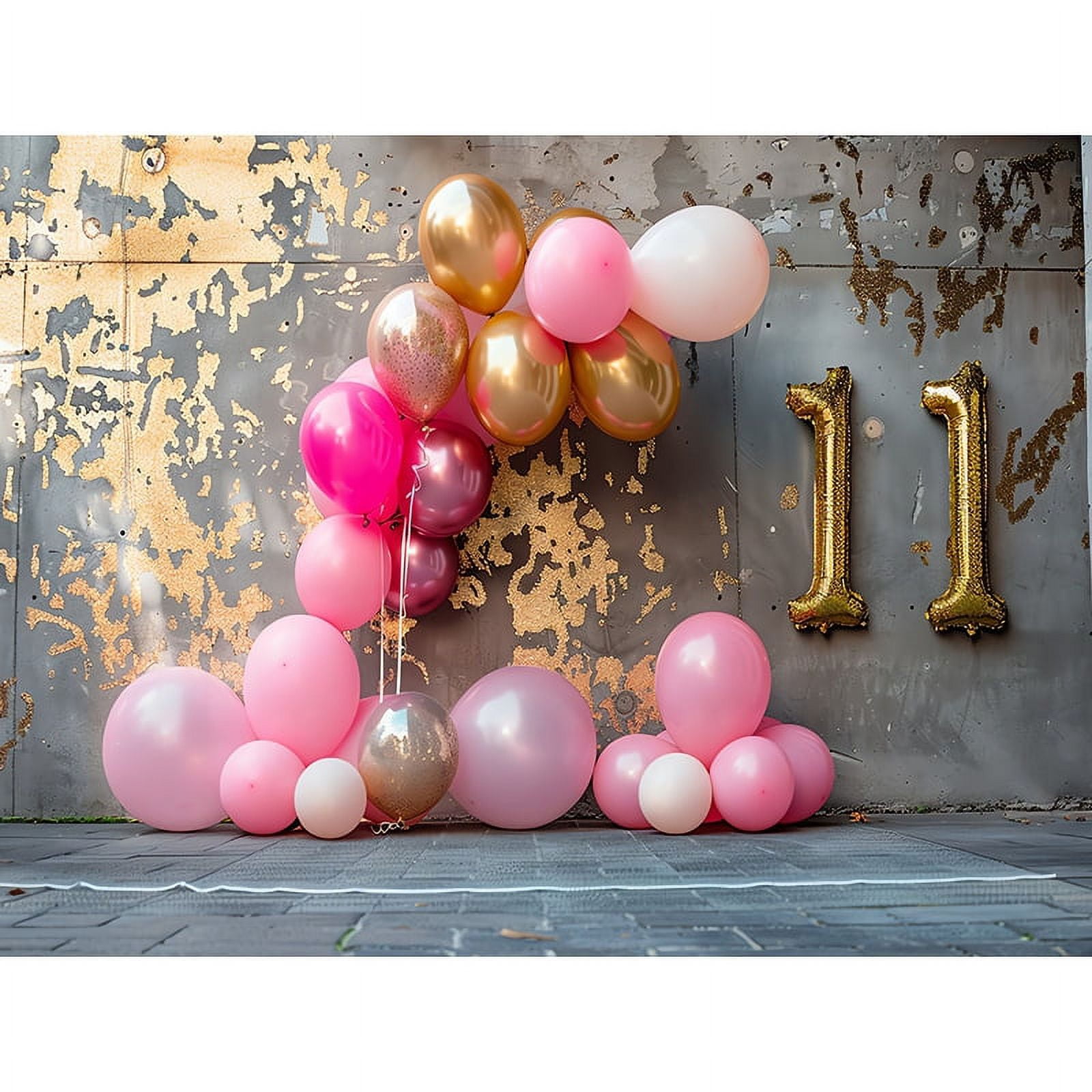 Happy Birthday Photography Background Number Pink Bear doll Hydrogen ...