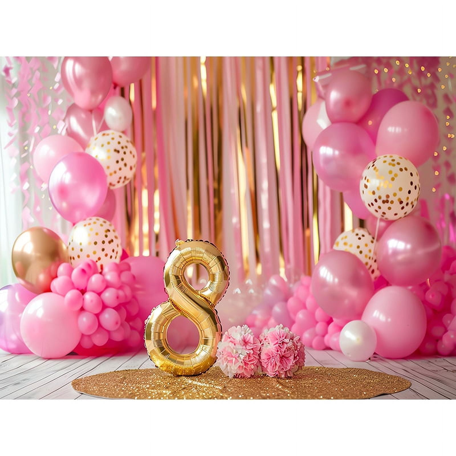 Happy Birthday Photography Background Number Pink Bear doll Hydrogen ...