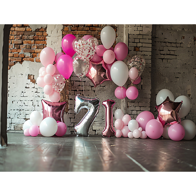 Happy Birthday Photography Background Number Pink Bear doll Hydrogen ...