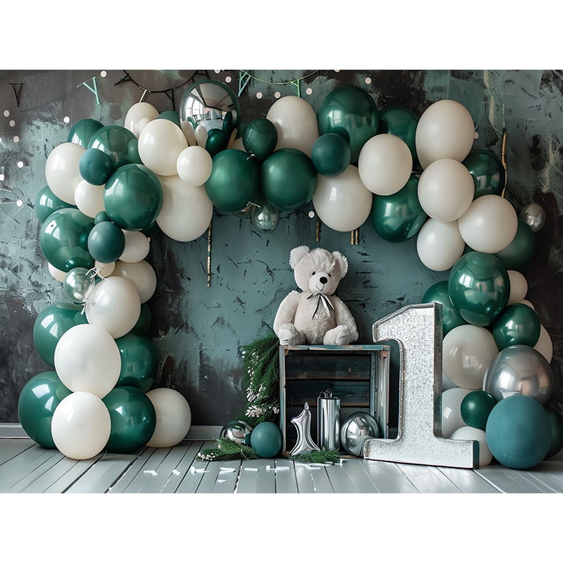 Happy Birthday Photography Background Number Pink Bear doll Hydrogen ...