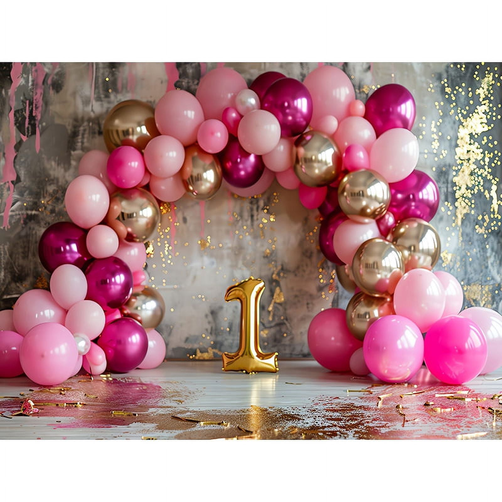 Happy Birthday Photography Background Number Pink Bear doll Hydrogen ...