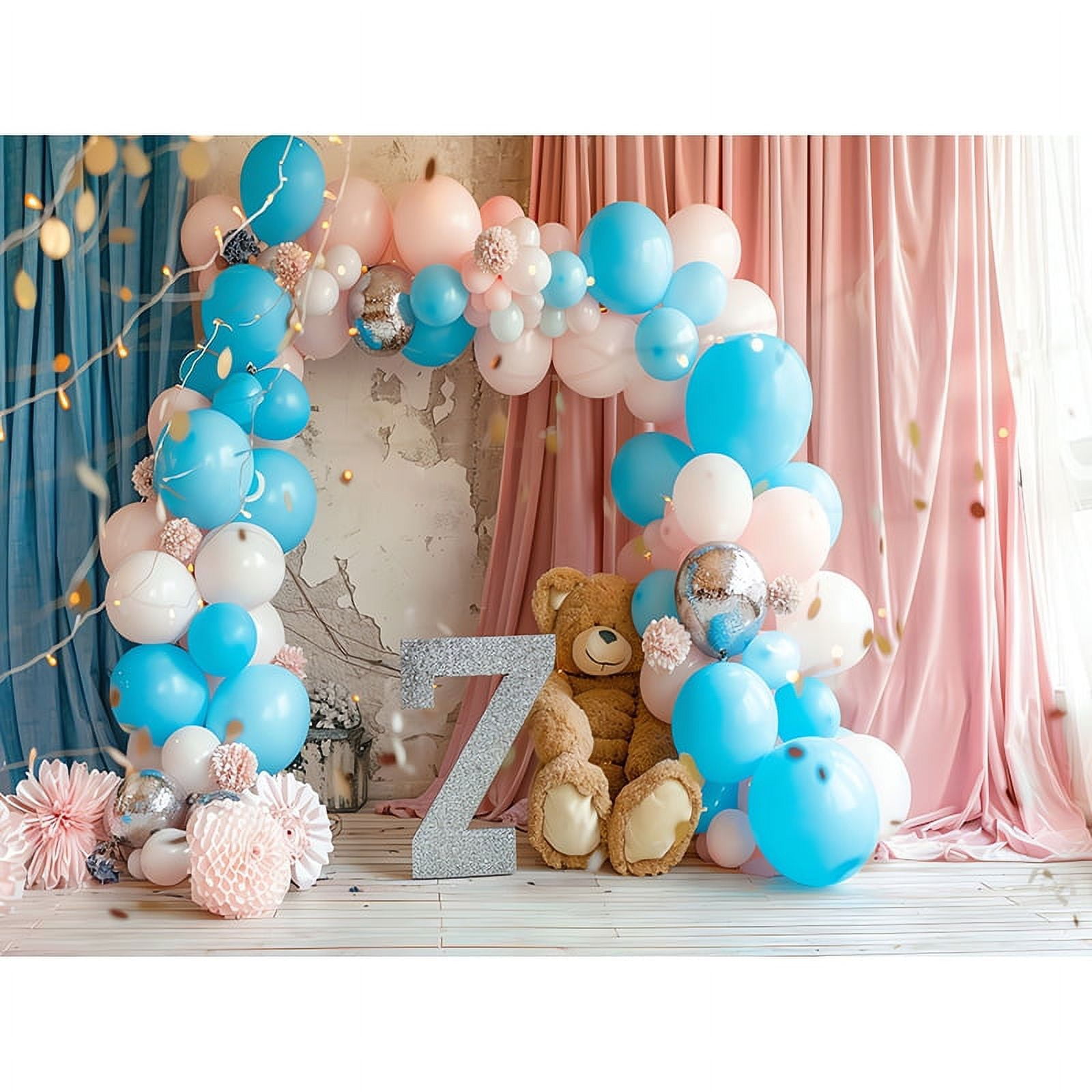 Happy Birthday Photography Background Number Pink Bear doll Hydrogen ...