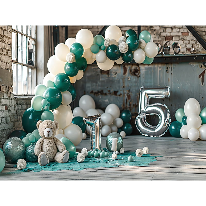 Happy Birthday Photography Background Number Pink Bear doll Hydrogen ...