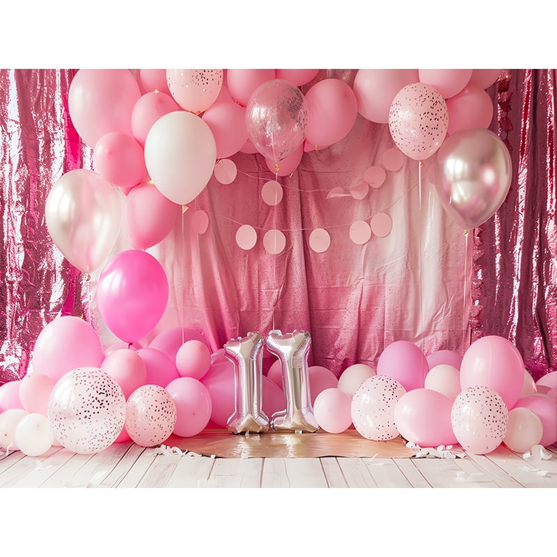 Happy Birthday Photography Background Number Pink Bear doll Hydrogen ...