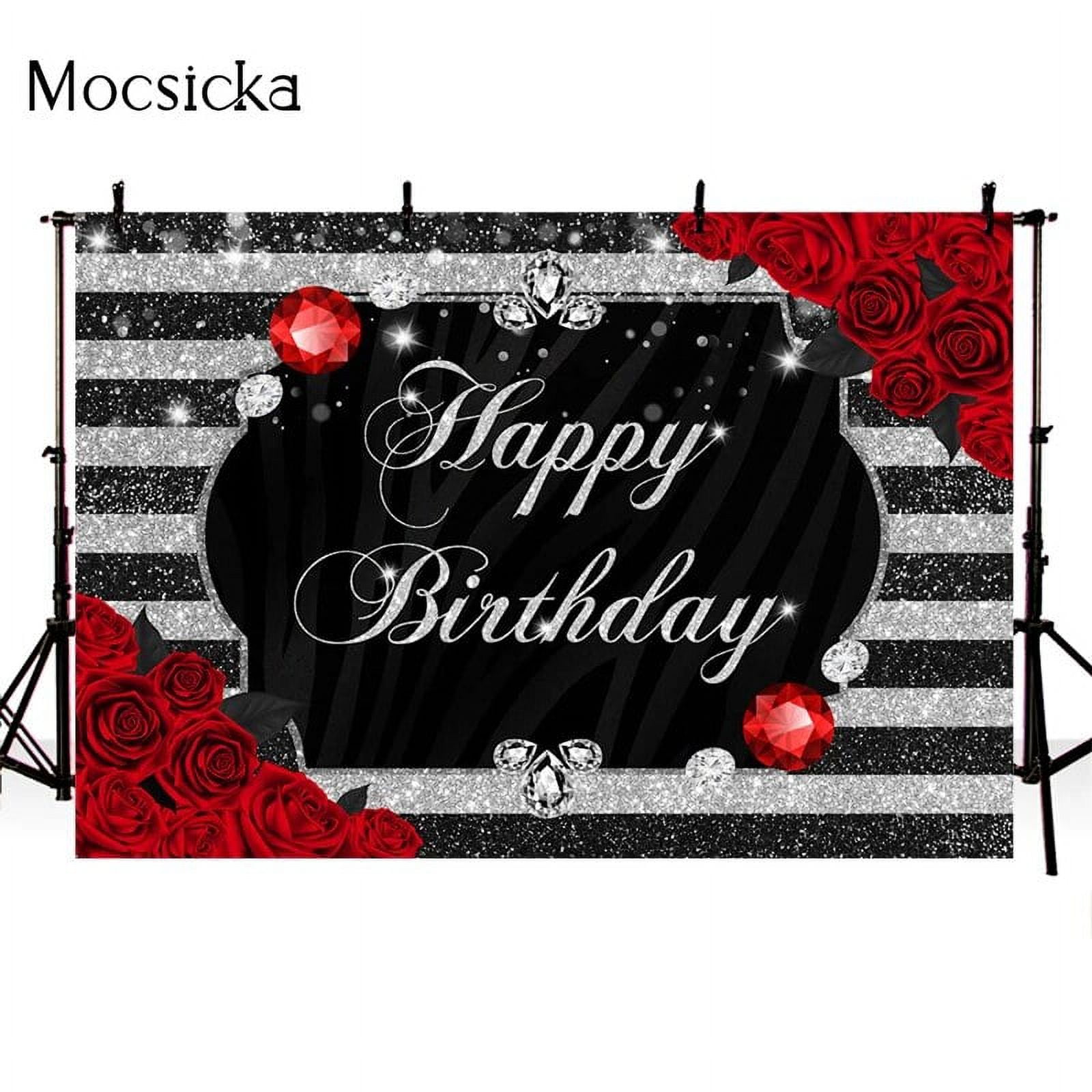 Happy Birthday Photography Background Striped Flowers Pearl Decoration ...