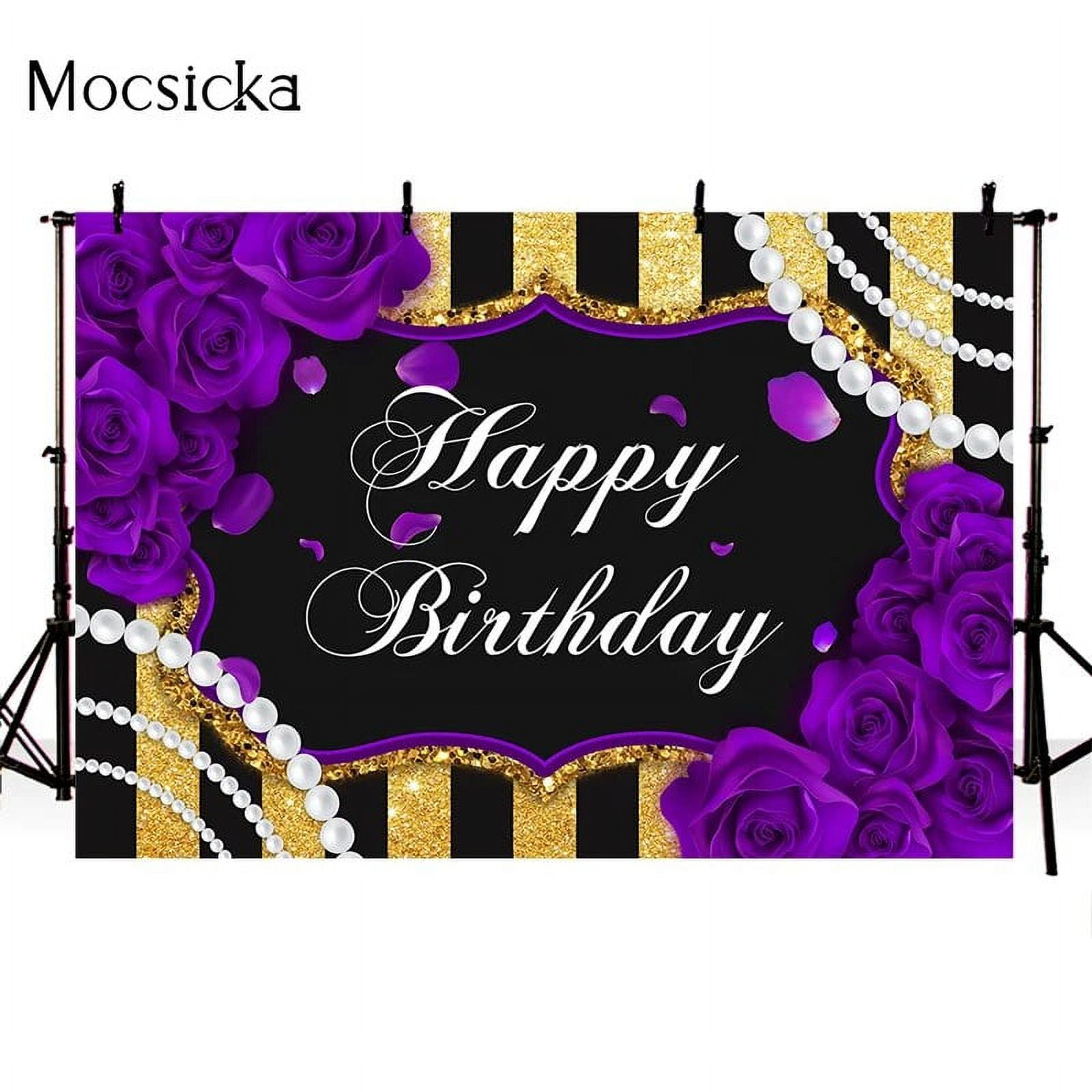 Happy Birthday Photography Background Striped Flowers Pearl Decoration ...