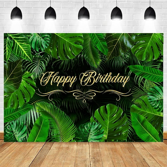 Happy Birthday Photography Background Tropical Jungle Decoration Style ...