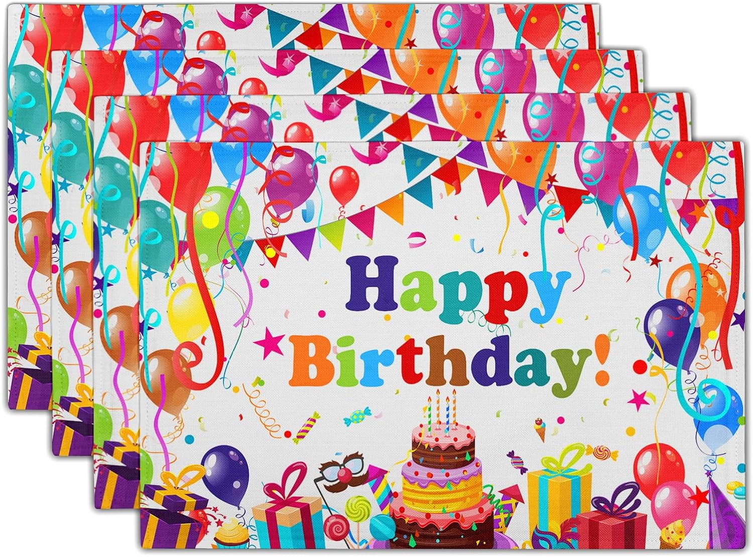 Happy Birthday Placemats, Bithday Cake Gifts Decorative Table Mat Set ...