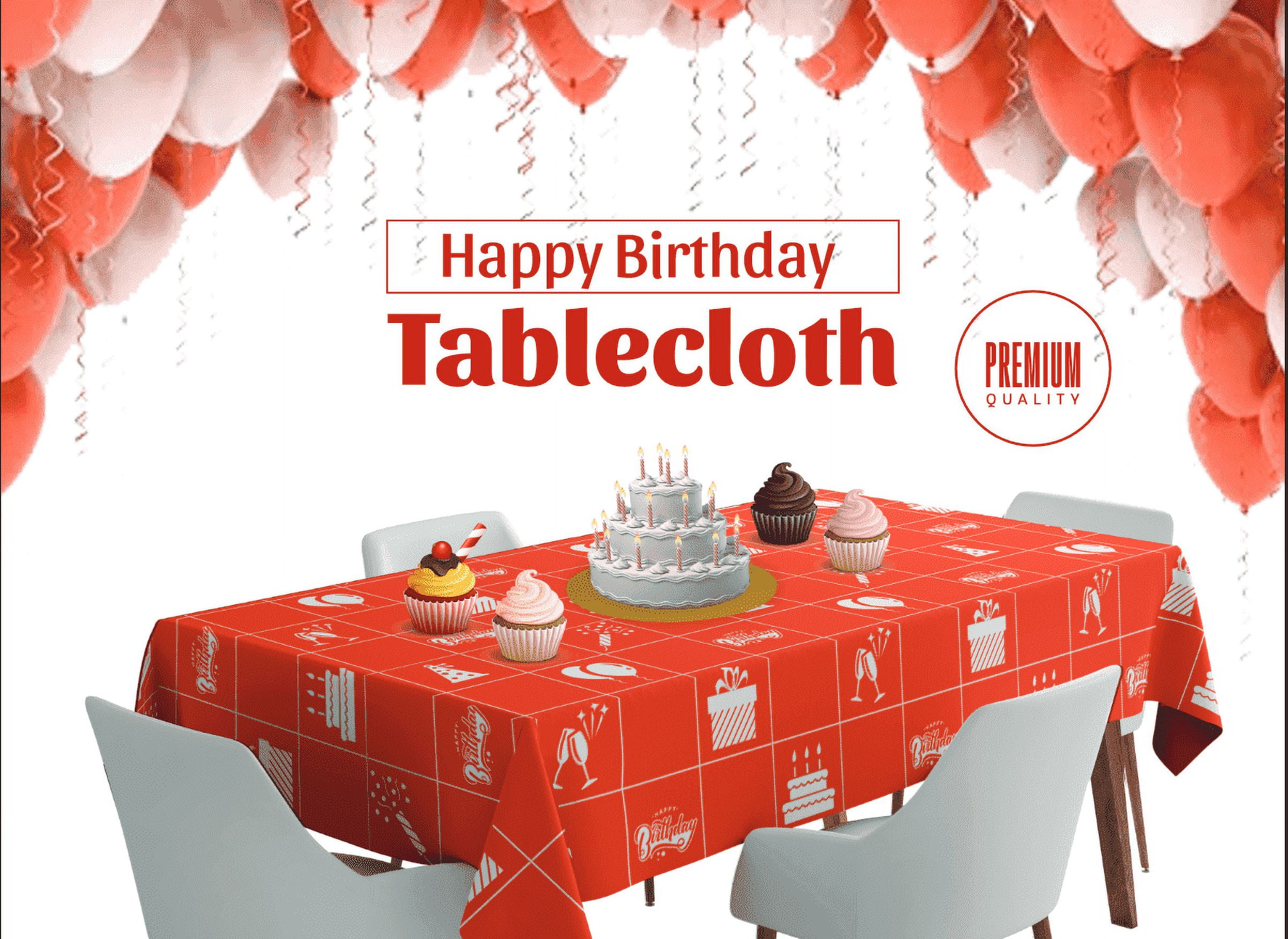 Clearly Elegant Red Happy Birthday Theme Design Pre-Cut Disposable ...