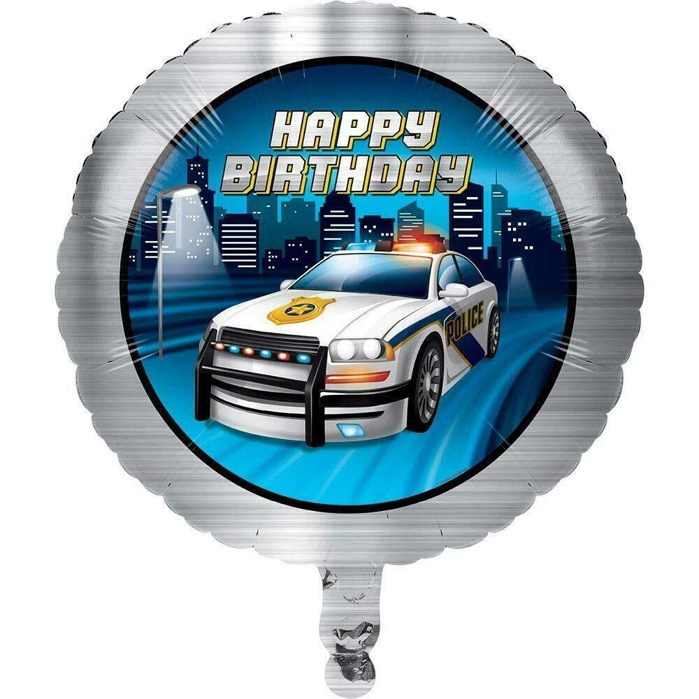 Happy Birthday Police Car 18'' Mylar Balloon Birthday Party Decorations ...