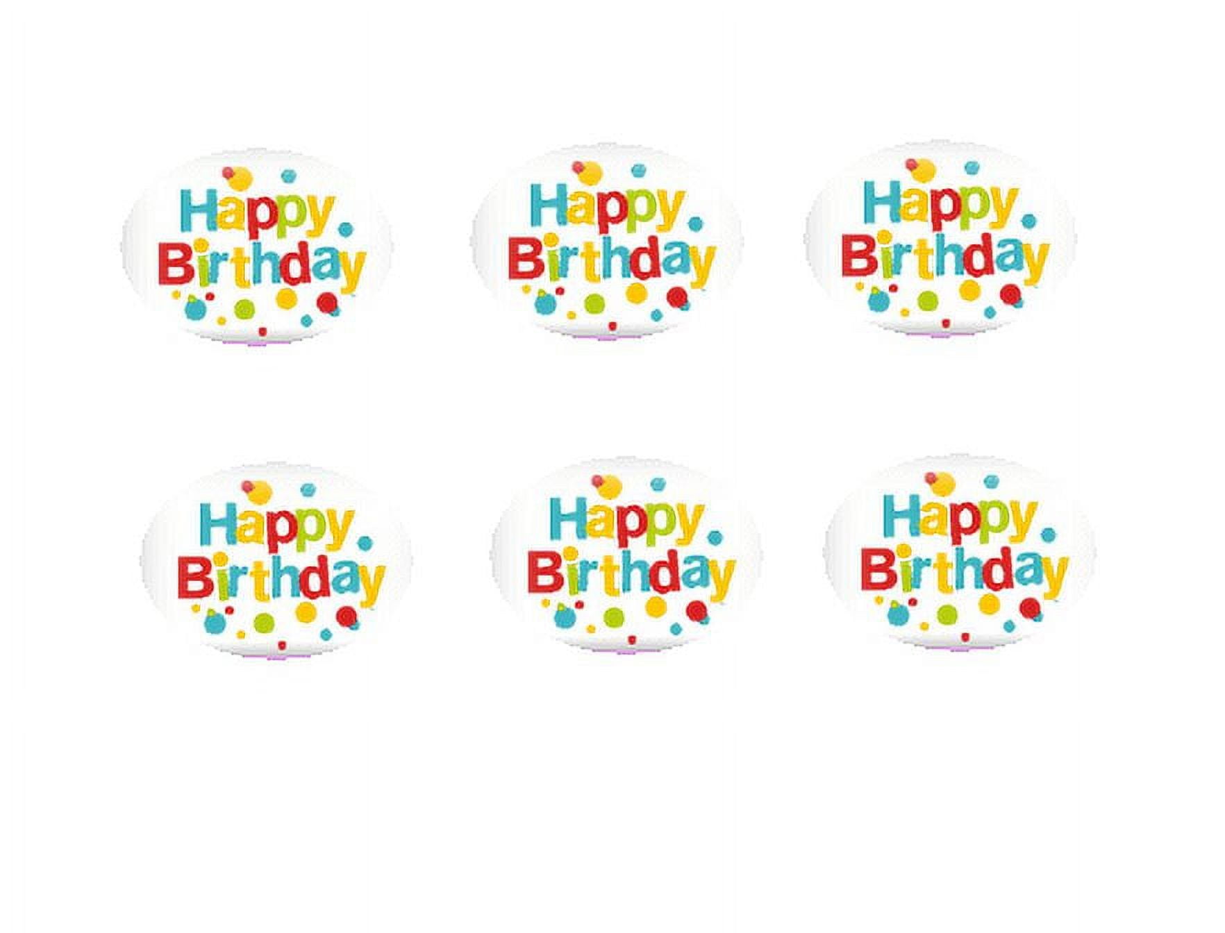 Happy Birthday Polka Dots 12 - 2 inch Cupcake Edible Frosting Photos ...