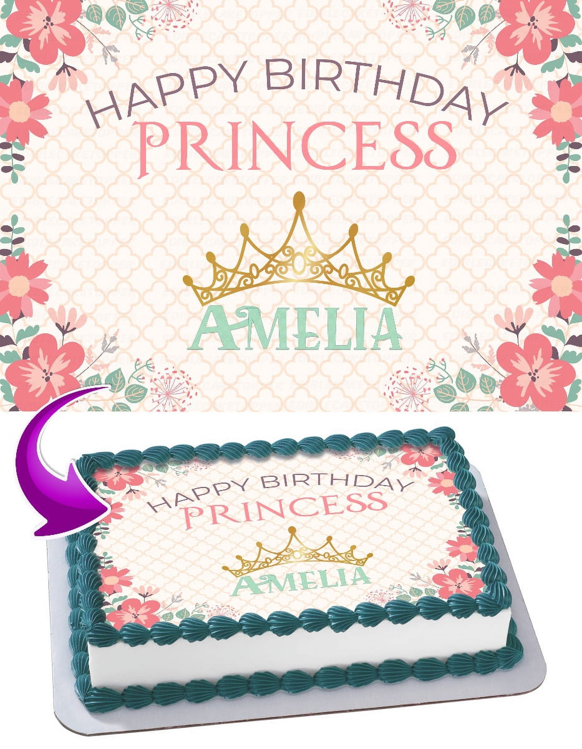 Happy Birthday Princess - Edible Cake Topper - 11.7 x 17.5 Inches 1/2 ...