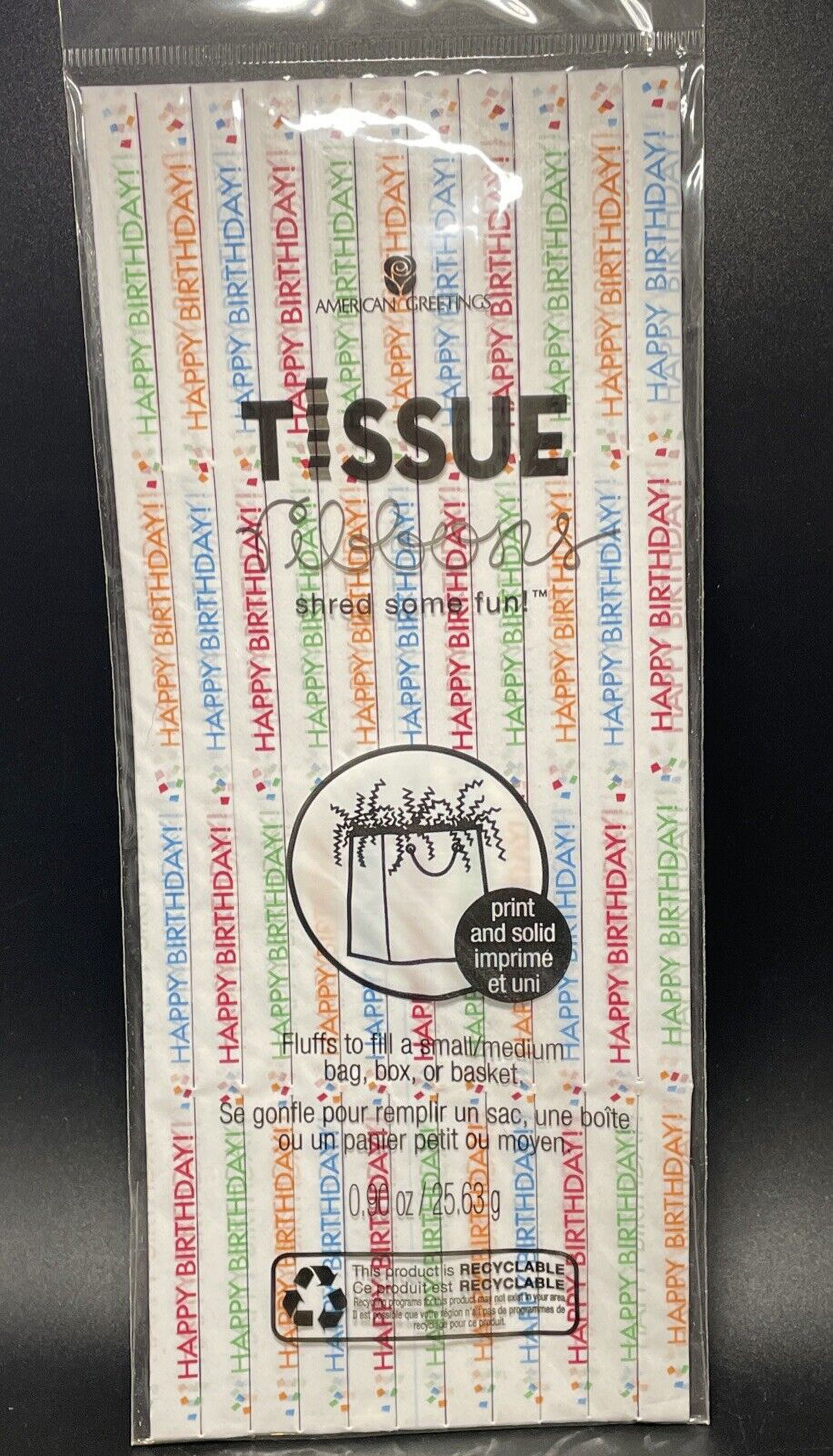 Happy Birthday Print & Solid Colored Shredded Tissue Paper - Walmart.com