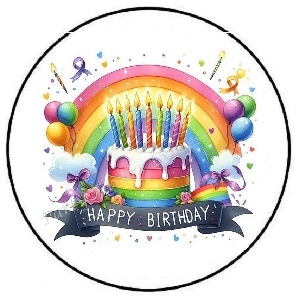 Happy Birthday Rainbow Cake Stickers Party Favors Phone Decal Water Bottle Stickers Car Decals ...