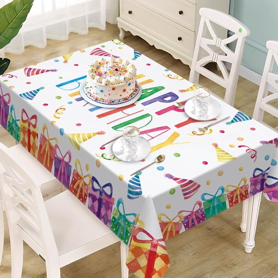 Happy Birthday Rectangle Tablecloth 60 x 102 Inches, Colorful Birthday ...