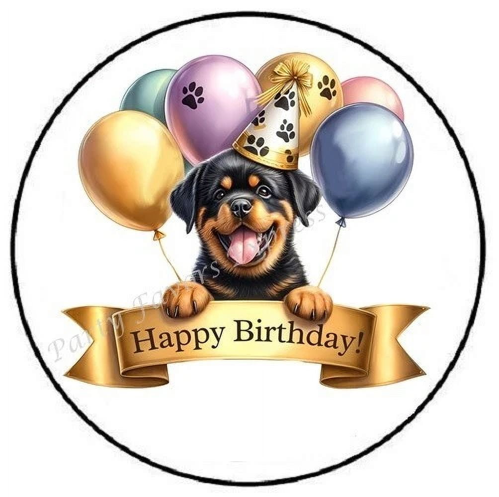 Happy Birthday Rottweiler Dog Stickers Party Favors Phone Decal Water ...